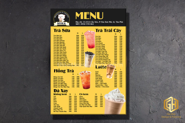 Khám phá sự sáng tạo trong thiết kế menu trà sữa - In cực nét