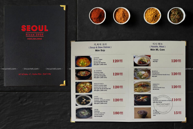 Phong cách nhà hàng sang trọng với mẫu menu da - In cực nét