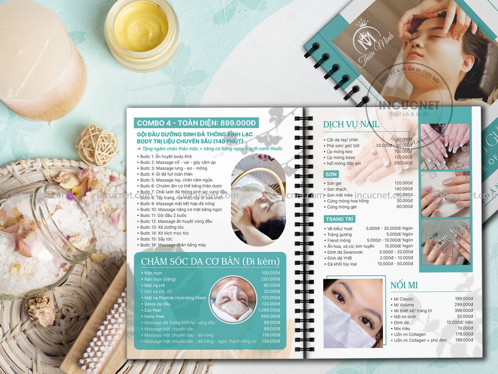 Mẫu Menu Spa Chăm Sóc Da Đẹp Xuất Sắc - In cực nét